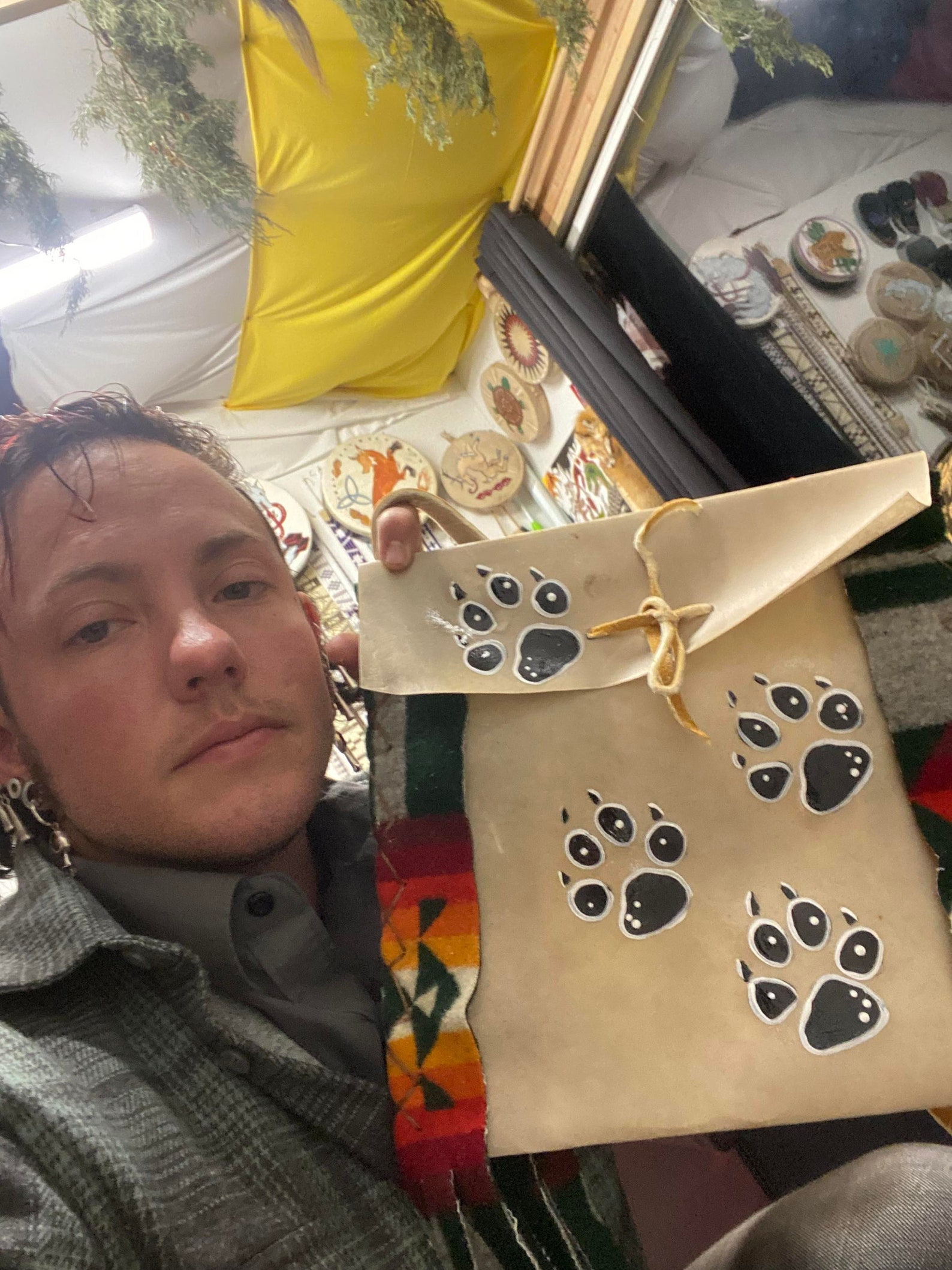 Native American Made Parfleche Bag Wolf Paws Brain Tan Leather - Etsy