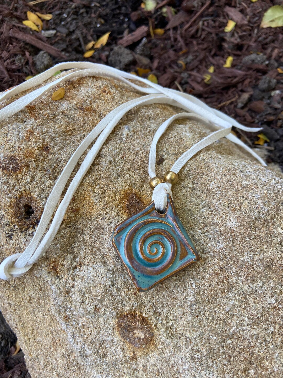 Cave Art Inspired Swirl Ceramic Necklace - Etsy