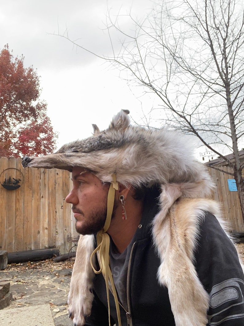Coyote Skin Headdress All Feet and Claws Native American Made - Etsy