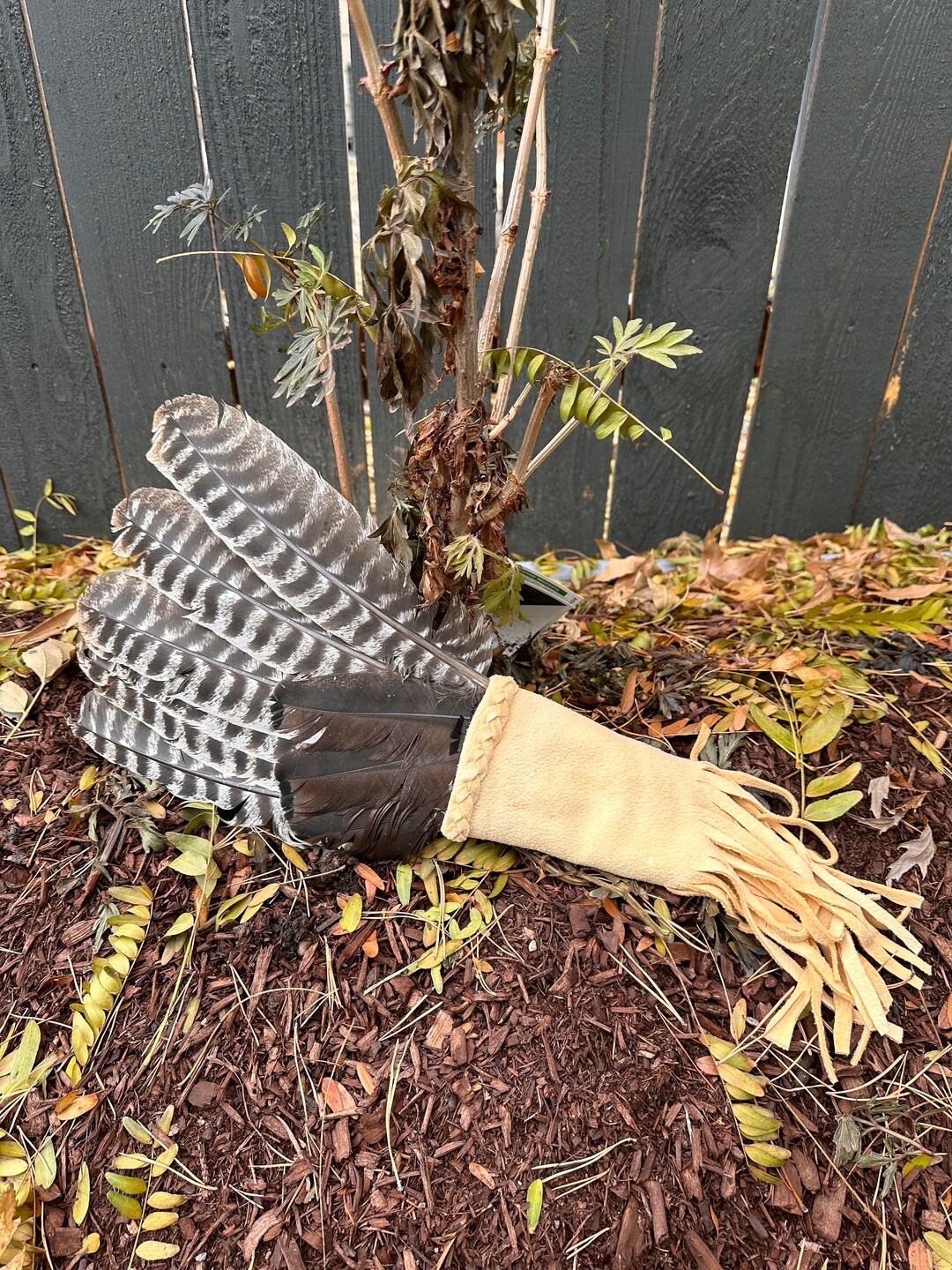 Dance Fan Native American Made Turkey Feathers Wrapped in Buckskin - Etsy