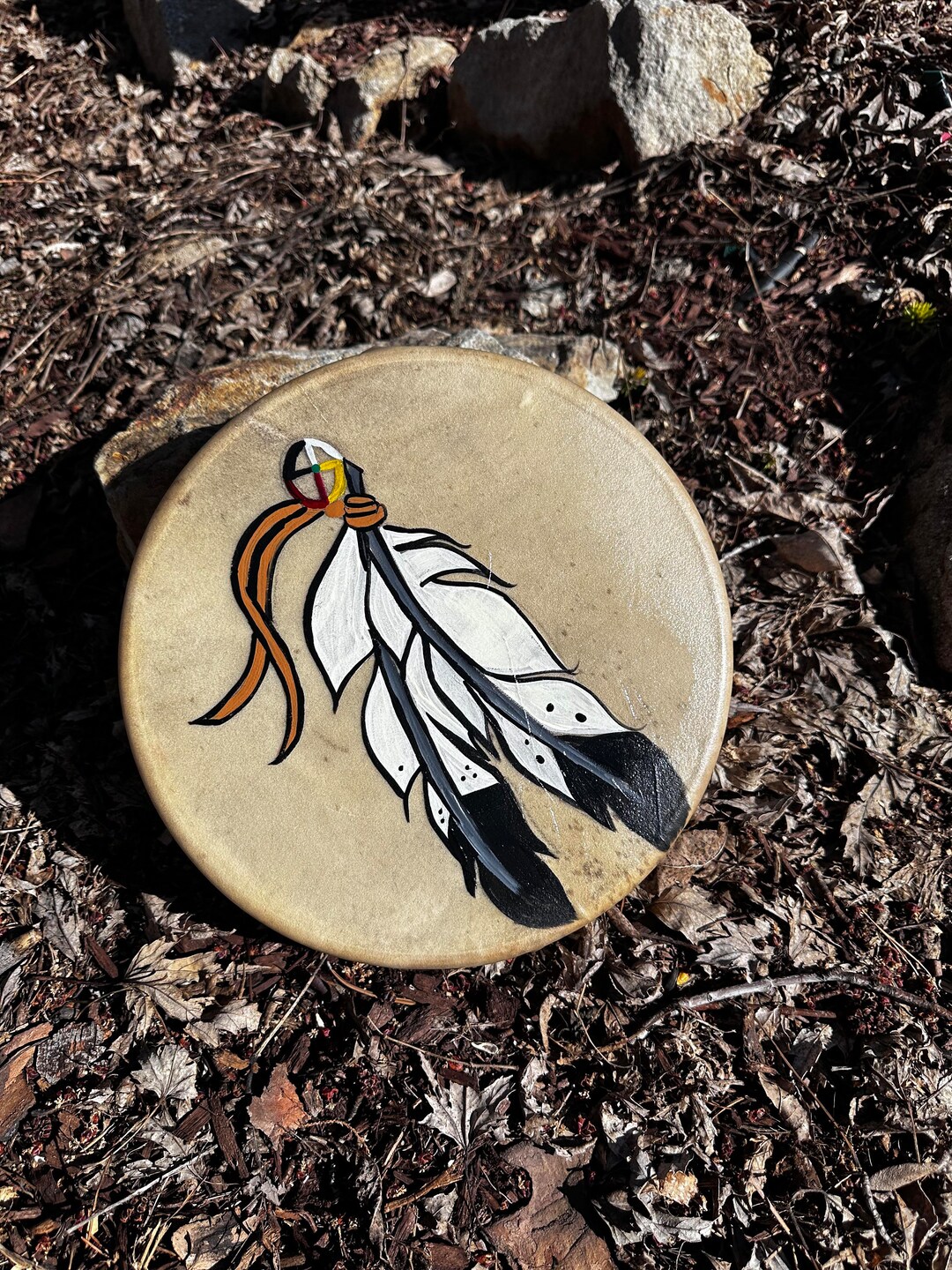 Native American Drum 10 Native Made Deerskin Drum Hand Eagle Feather ...