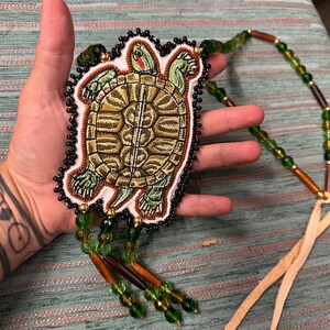 Beaded Turtle Medallion Native American Made Necklace - Etsy
