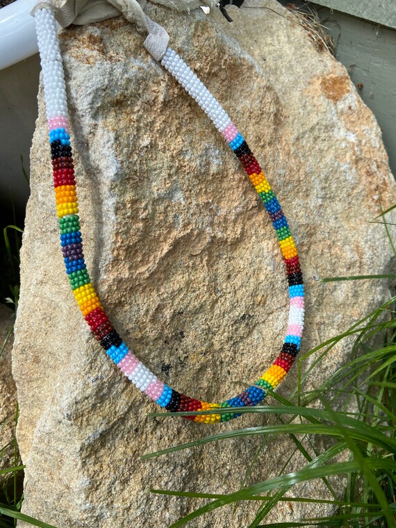 Two Spirit Beaded Necklace Native American Made | Etsy