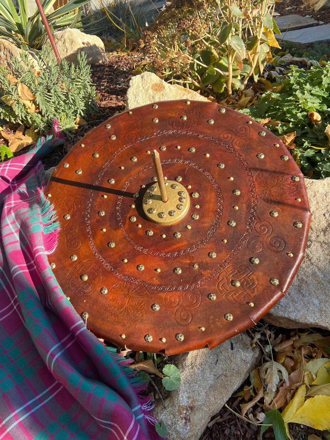Targe Shield With Spike Leather Tooled - Etsy