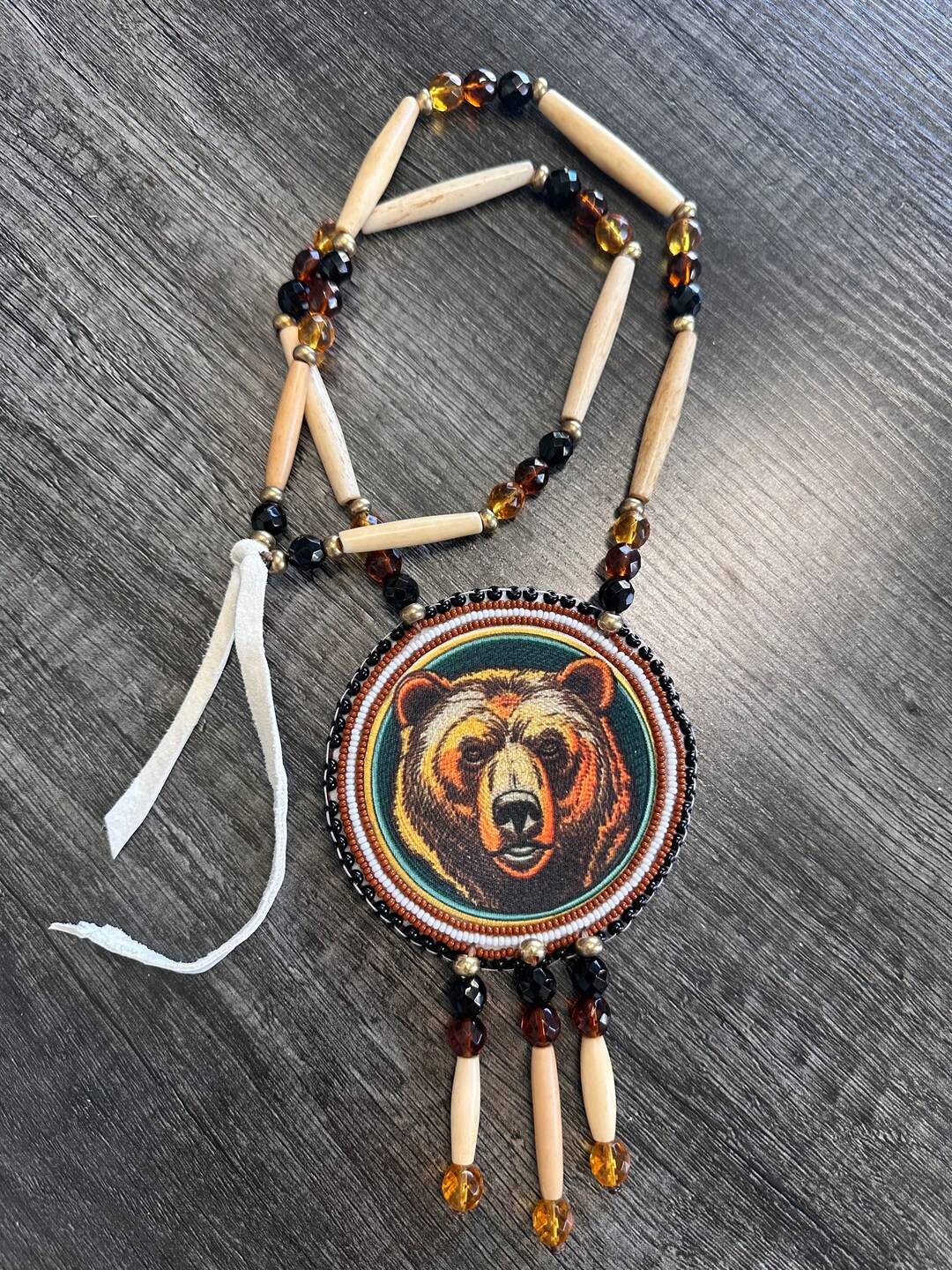 Bear Medallion Beadwork Native American Made - Etsy