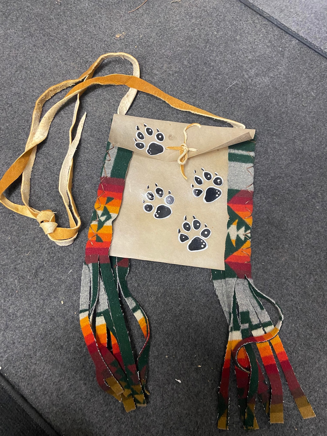Native American Made Parfleche Bag Wolf Paws Brain Tan Leather - Etsy