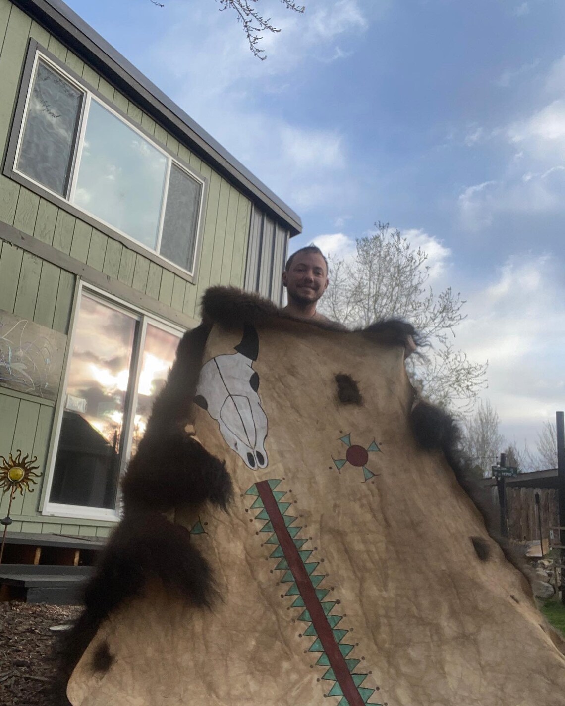 Painted Buffalo Robe Native American Made Traditional Earth - Etsy