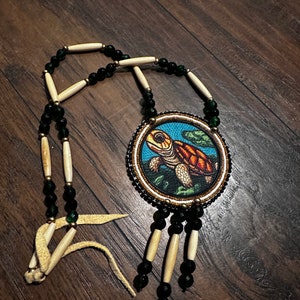Beaded Turtle Medallion Native American Made Necklace - Etsy
