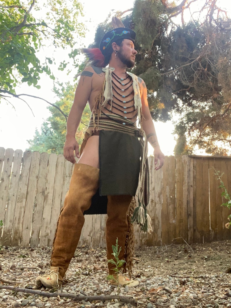 Olive Green Native American Made Loincloth Breechclout for Pow - Etsy