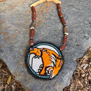 Saber Tooth Tiger Medallion Authentic Native American Beadwork - Etsy