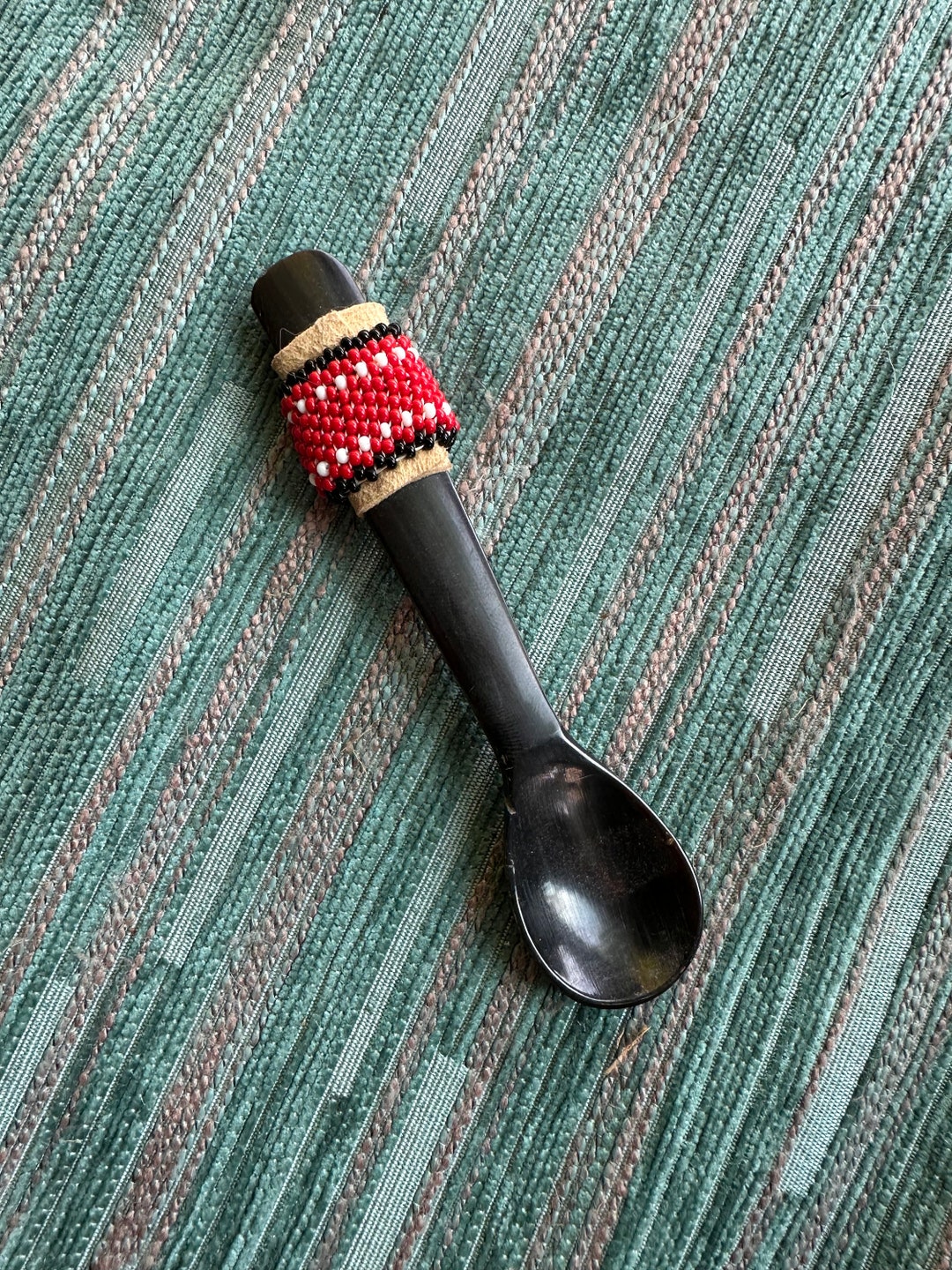 Native American Beaded Buffalo Horn Spoon Native Made Peyote Stitch - Etsy