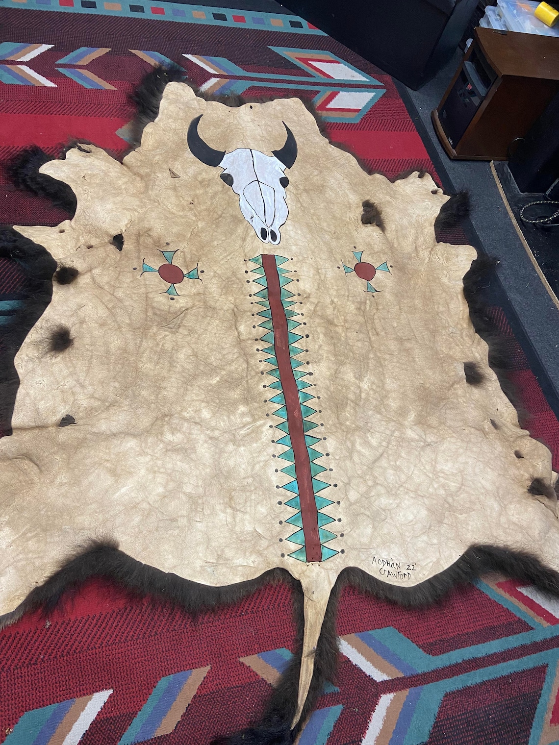 Painted Buffalo Robe Native American Made Traditional Earth - Etsy
