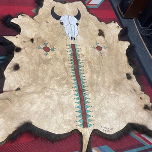 Painted Buffalo Robe Native American Made Traditional Earth - Etsy