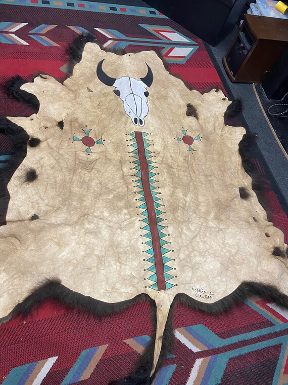 Painted Buffalo Robe Native American Made Traditional Earth | Etsy