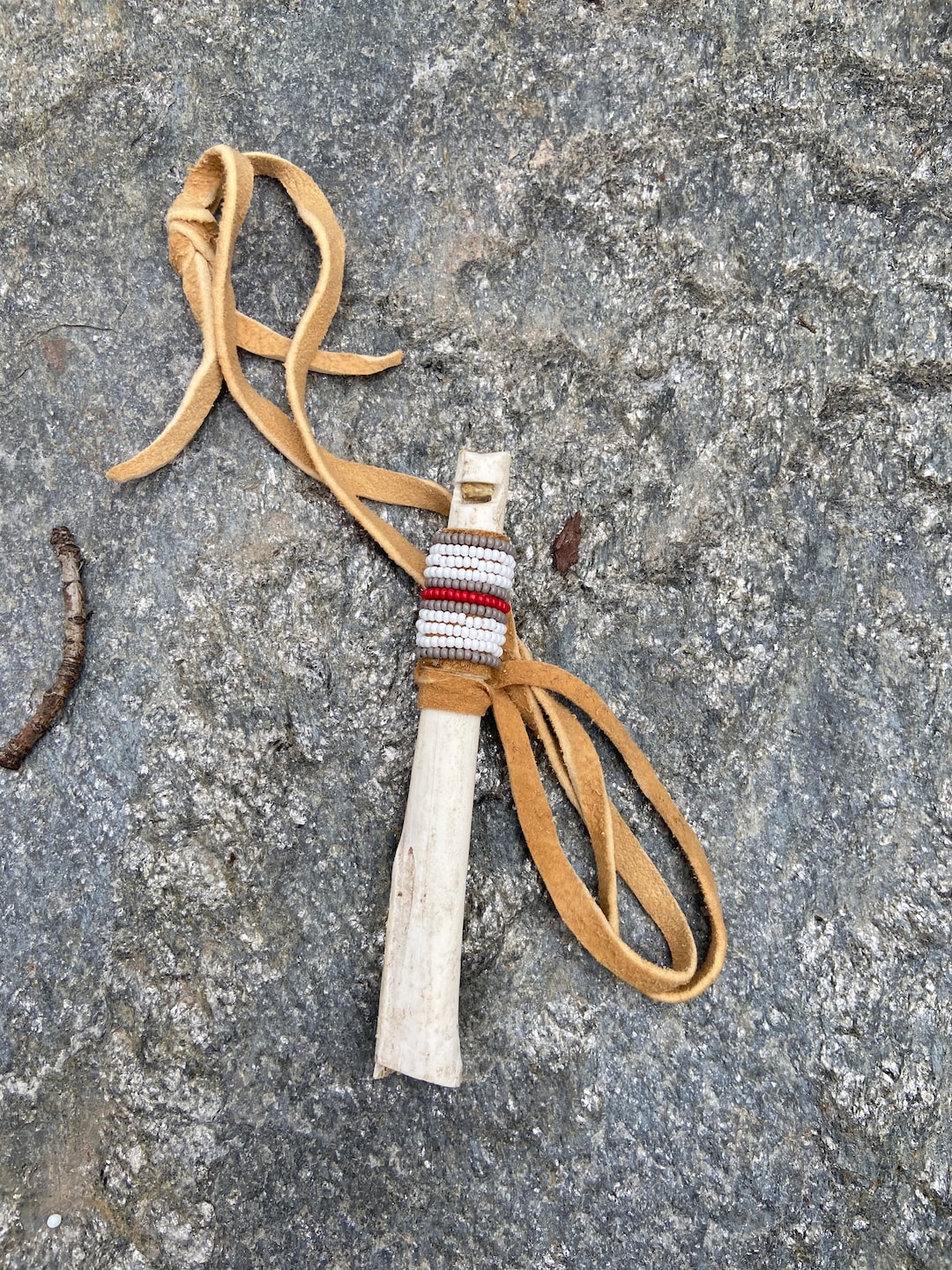 Working Eagle Bone Whistle Replica Native American Made Brain Tan ...