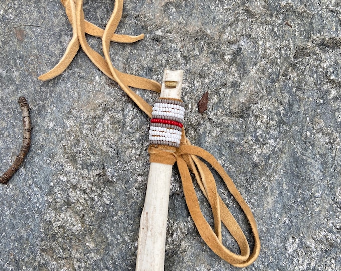 Working Eagle Bone Whistle Replica Native American Made Brain Tan ...