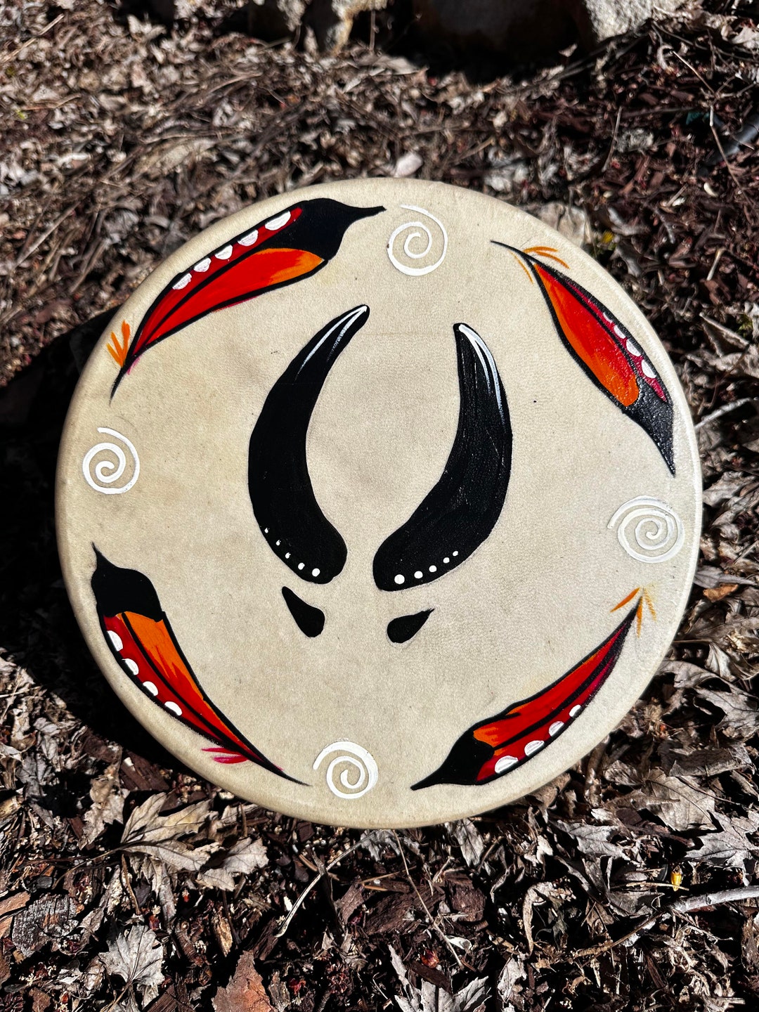 Native American Drum Flicker and Buffalo Design Native American Made 10 ...