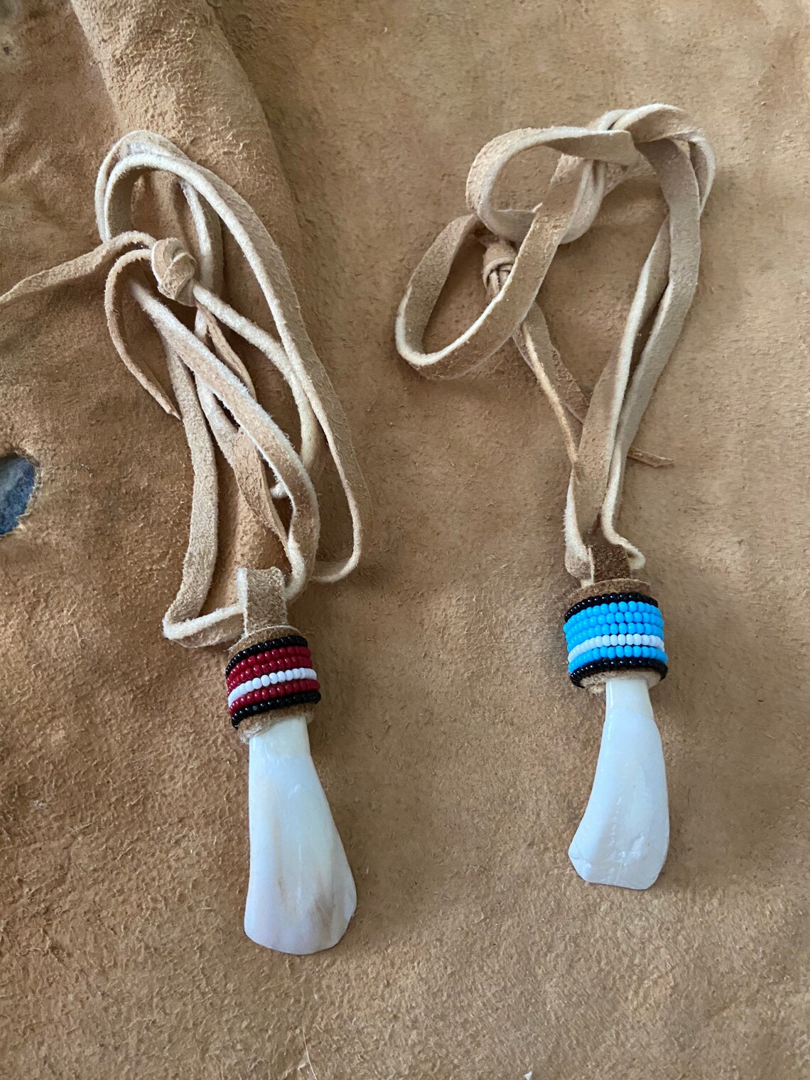 Native American Beaded Buffalo Tooth Pendant Native Made Wrap - Etsy