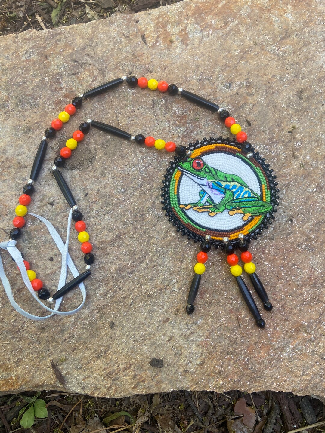 Beaded Frog Medallion Native American Made - Etsy