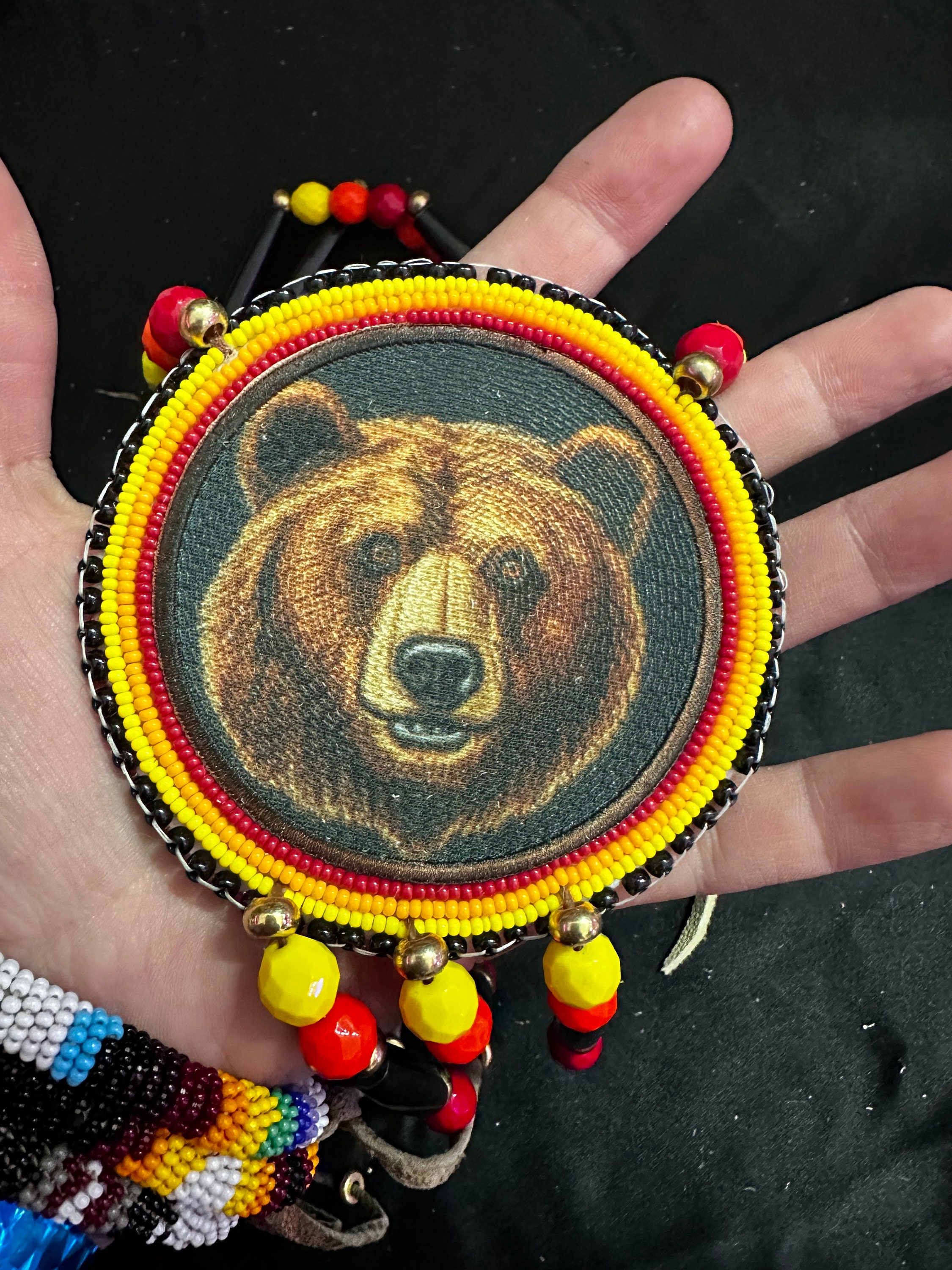 Bear Medallion Beadwork Native American Made - Etsy