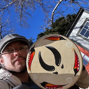 Native American Drum Flicker and Buffalo Design Native American Made 10 ...