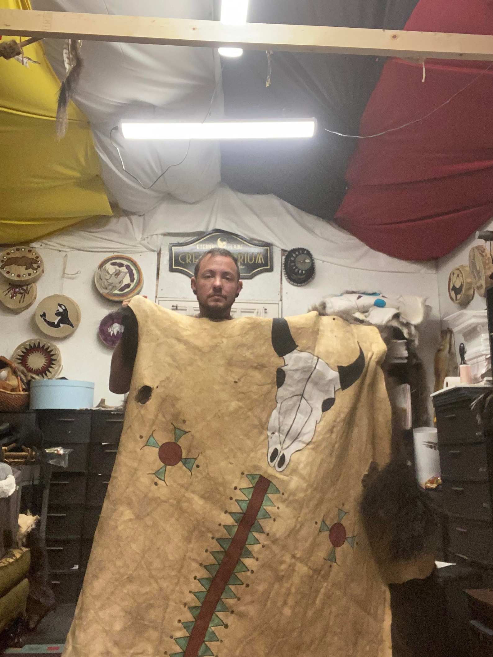 Painted Buffalo Robe Native American Made Traditional Earth - Etsy