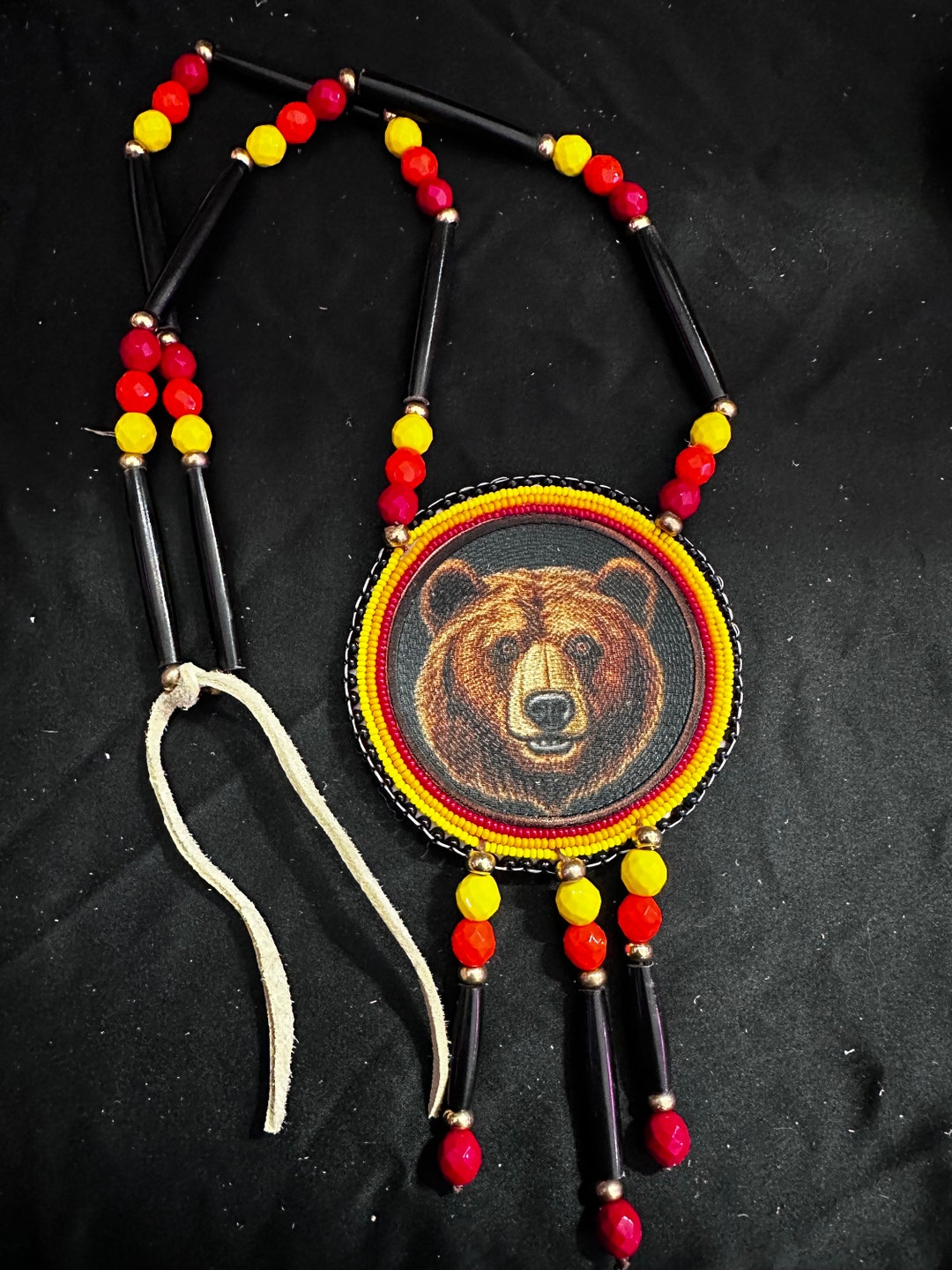Bear Medallion Beadwork Native American Made - Etsy