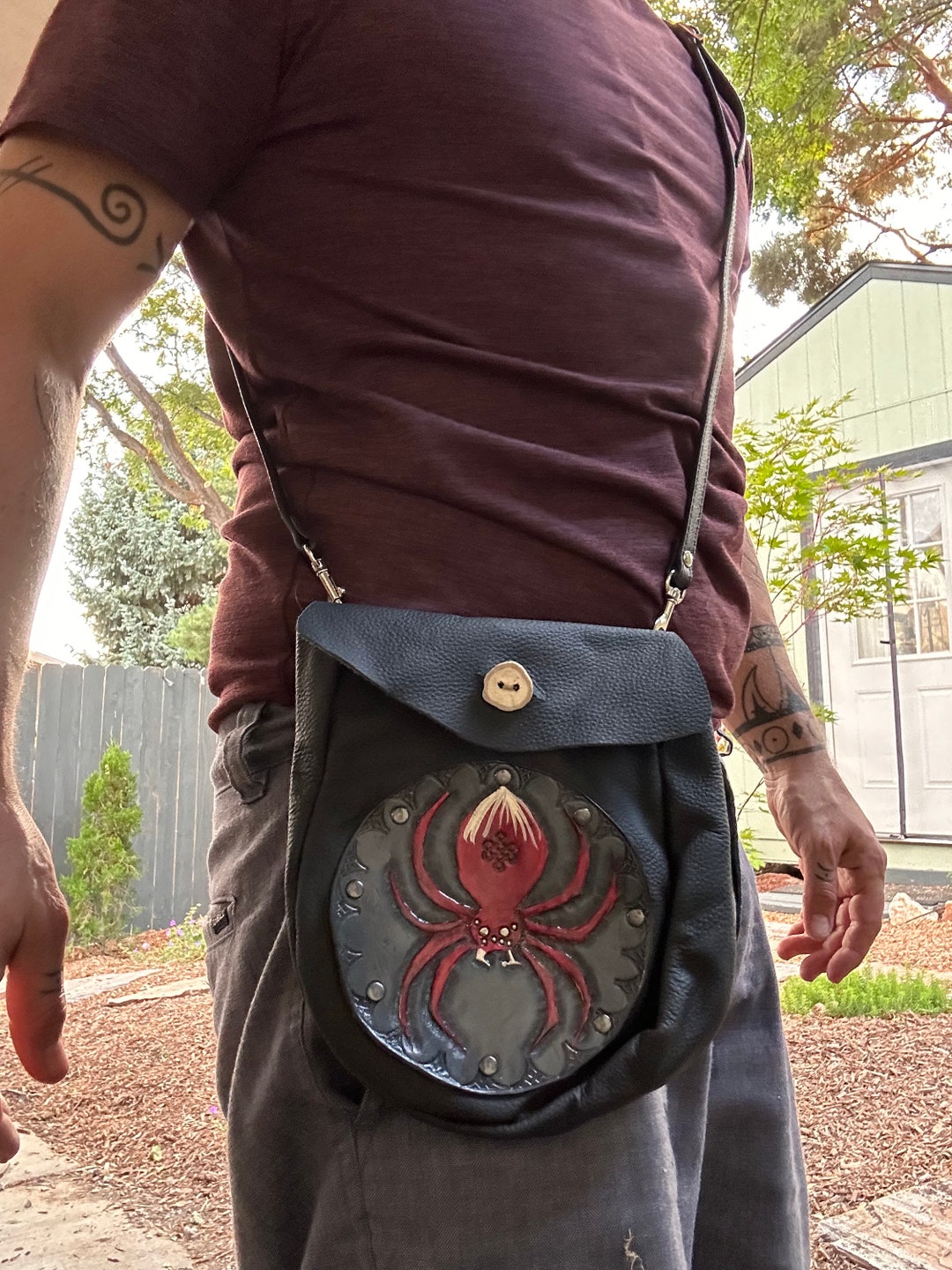 Celtic Spider Bag Celtic Purse Leather Tooled - Etsy