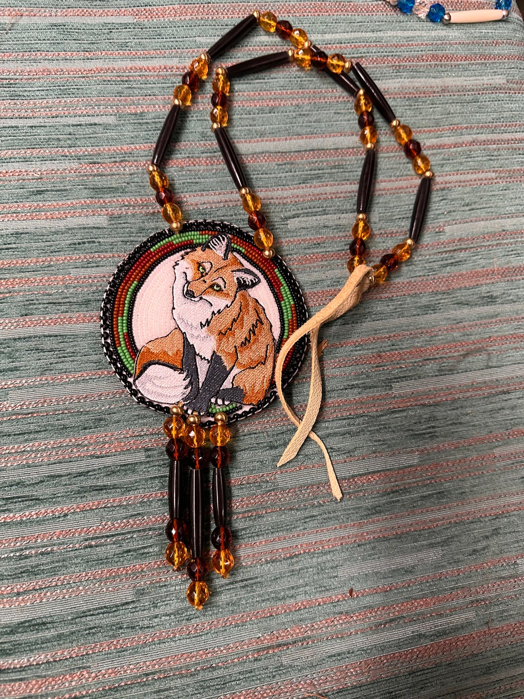 Red Fox Medallion Authentic Native American Beadwork Fox - Etsy