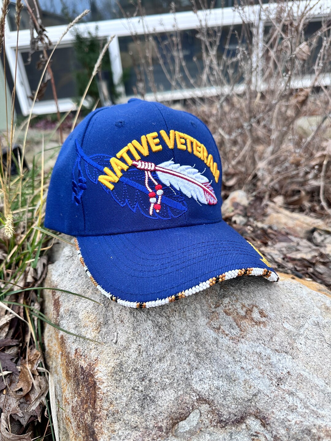 Beaded Native American Veteran Hat by American Indian Artist - Etsy