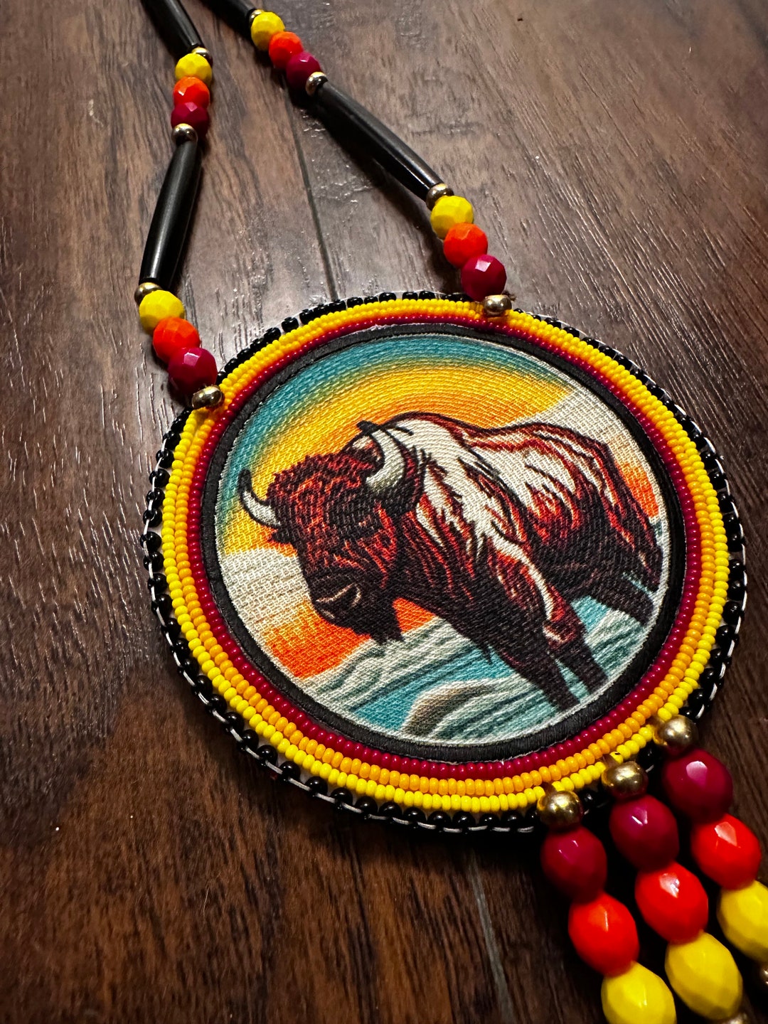 Buffalo Medallion Native American Beadwork - Etsy