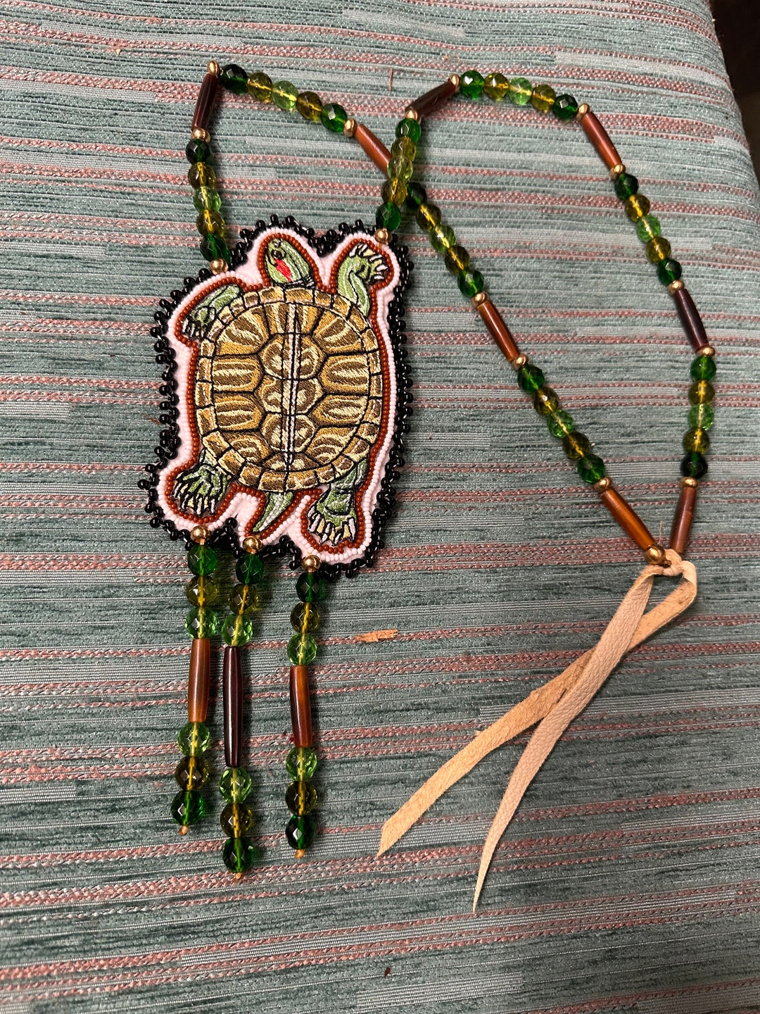 Beaded Turtle Medallion Native American Made Necklace - Etsy