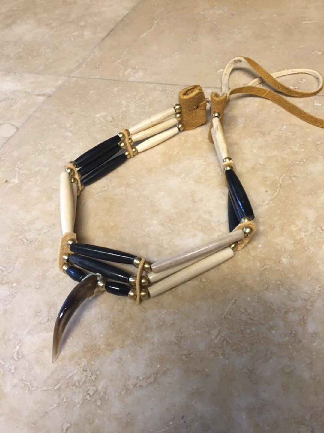 Native American Choker With Badger Claw Authentic Native Made Brain Tan ...
