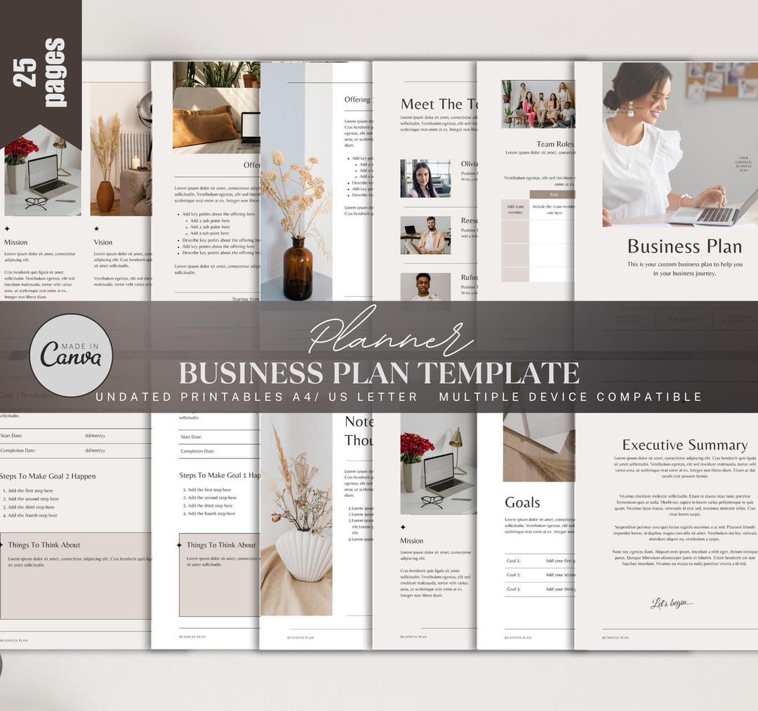 Business Plan Template Women / Female Entrepreneur Business Planner ...