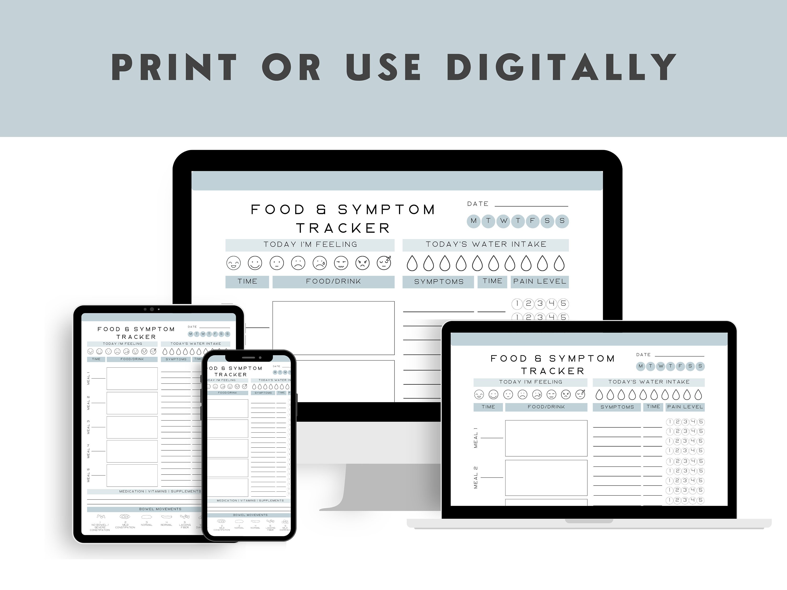 Food Diary Log & Symptom Tracker Health Journal Food Sensitivities ...