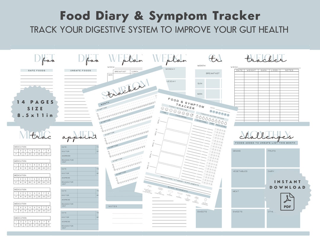 Food Diary Log & Symptom Tracker Health Journal Food Sensitivities ...