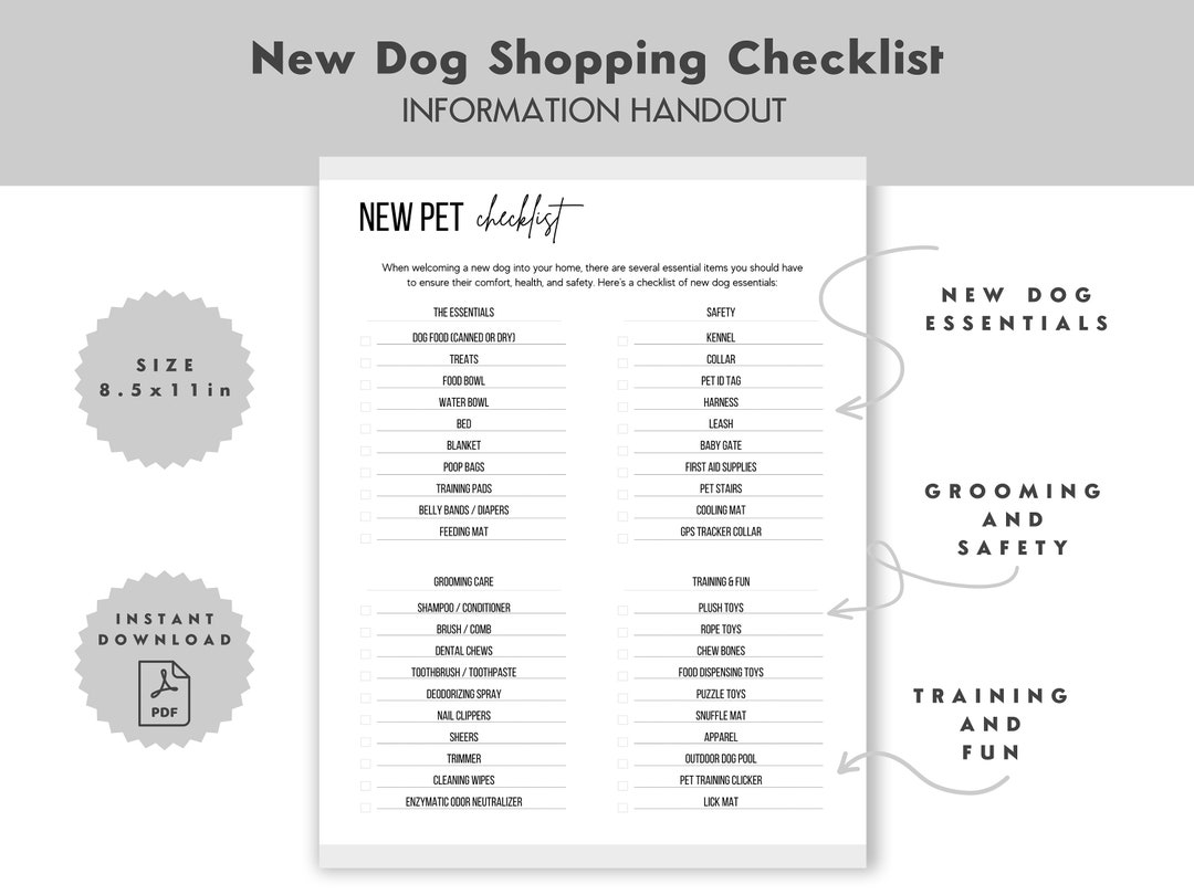 New Puppy Dog Shopping Checklist Dog Shopping List New Puppy Checklist New Puppy Dog Shopping Checklist Dog Shopping List New Puppy Checklist