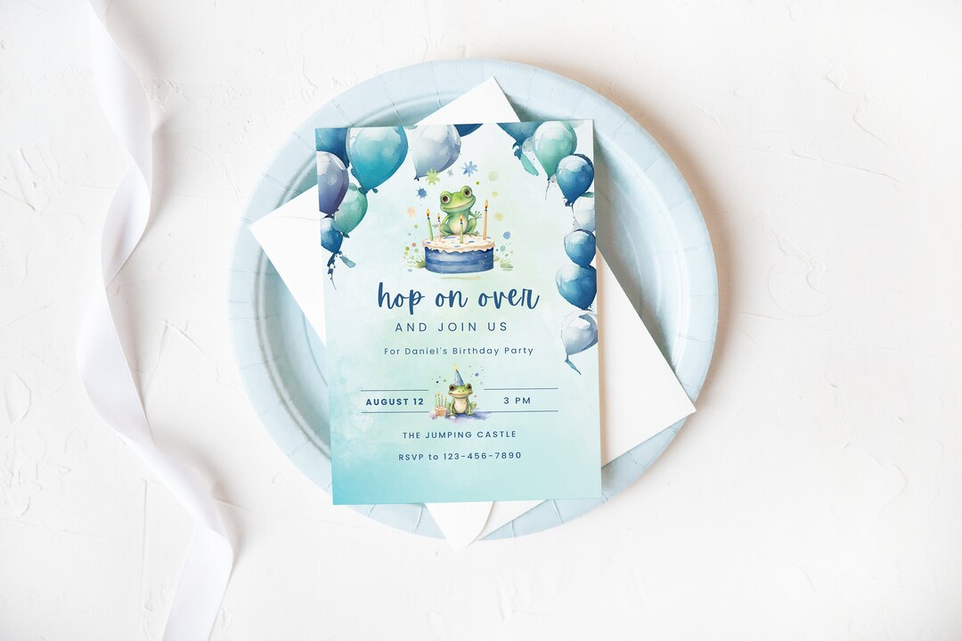Froggy Birthday Invitation 5x7in Frog Birthday Kid's Birthday Hop on ...