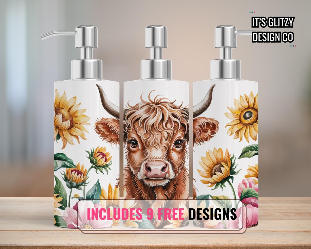 Highland Cow Soap Dispenser Sublimation Wrap Sublimation Soap Dispenser ...