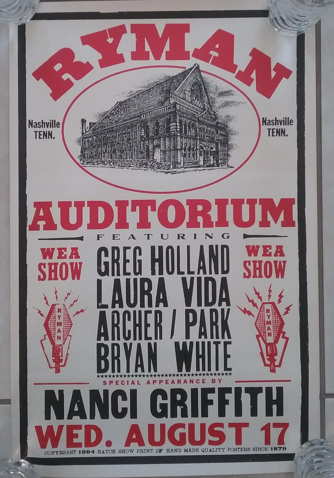 Ryman Auditorium Hatch Poster Very Rare Nanci Griffiths - Etsy