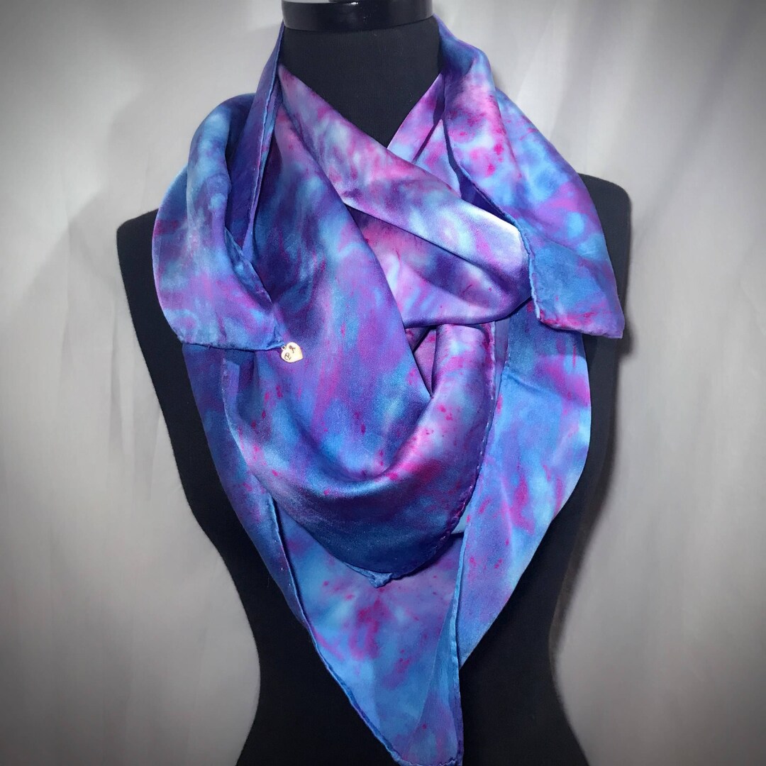 Fuchsia and Cyan Extra Large Silk Scarf//square//hand Dyed - Etsy