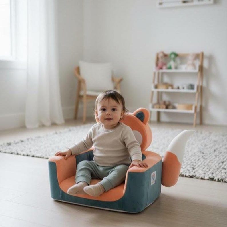 Tinyhug Fox Toddler Chair - Montessori Kids Armchair, Plush Reading ...