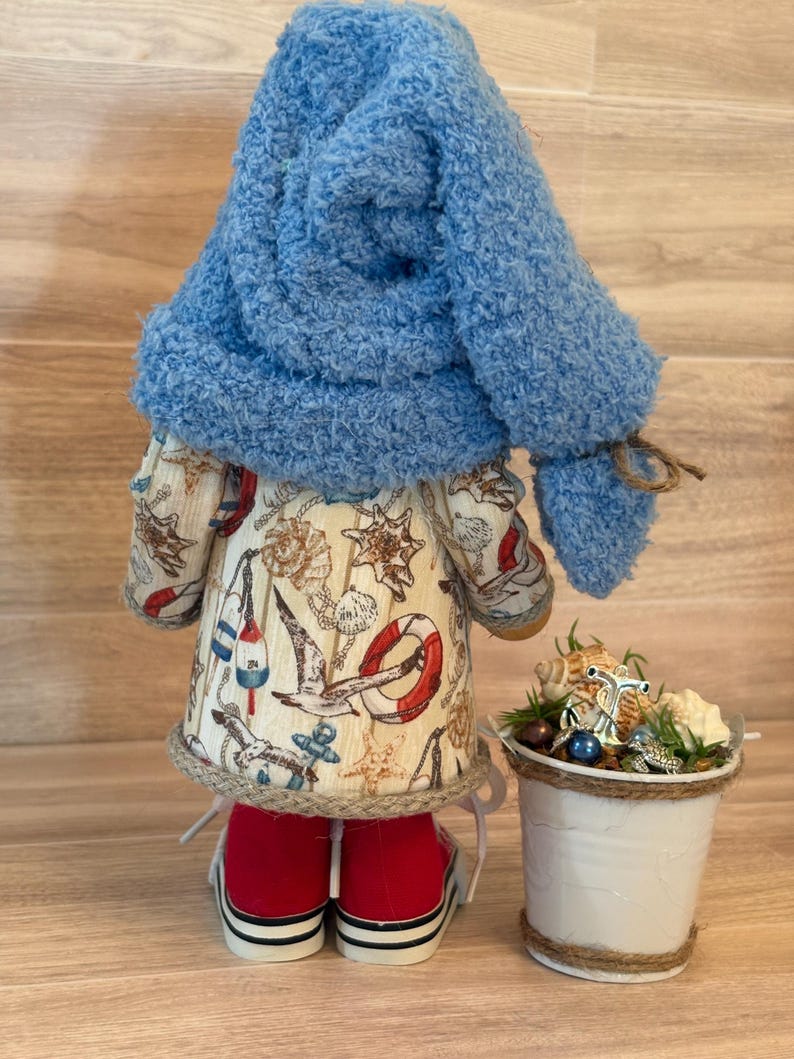 Nautical Gnomes With Seashell Bucket - Coastal Beach Decor - Handmade ...