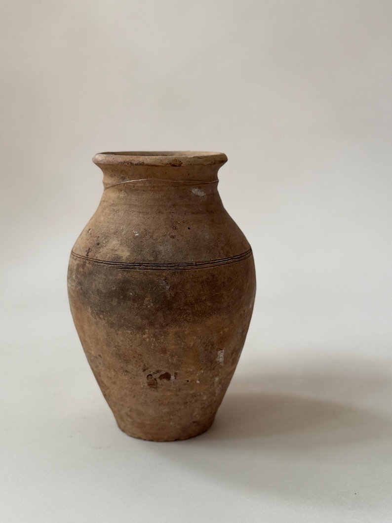 Small Vintage Turkish Pottery Vessel | Rustic Earthenware Decor | Aged ...