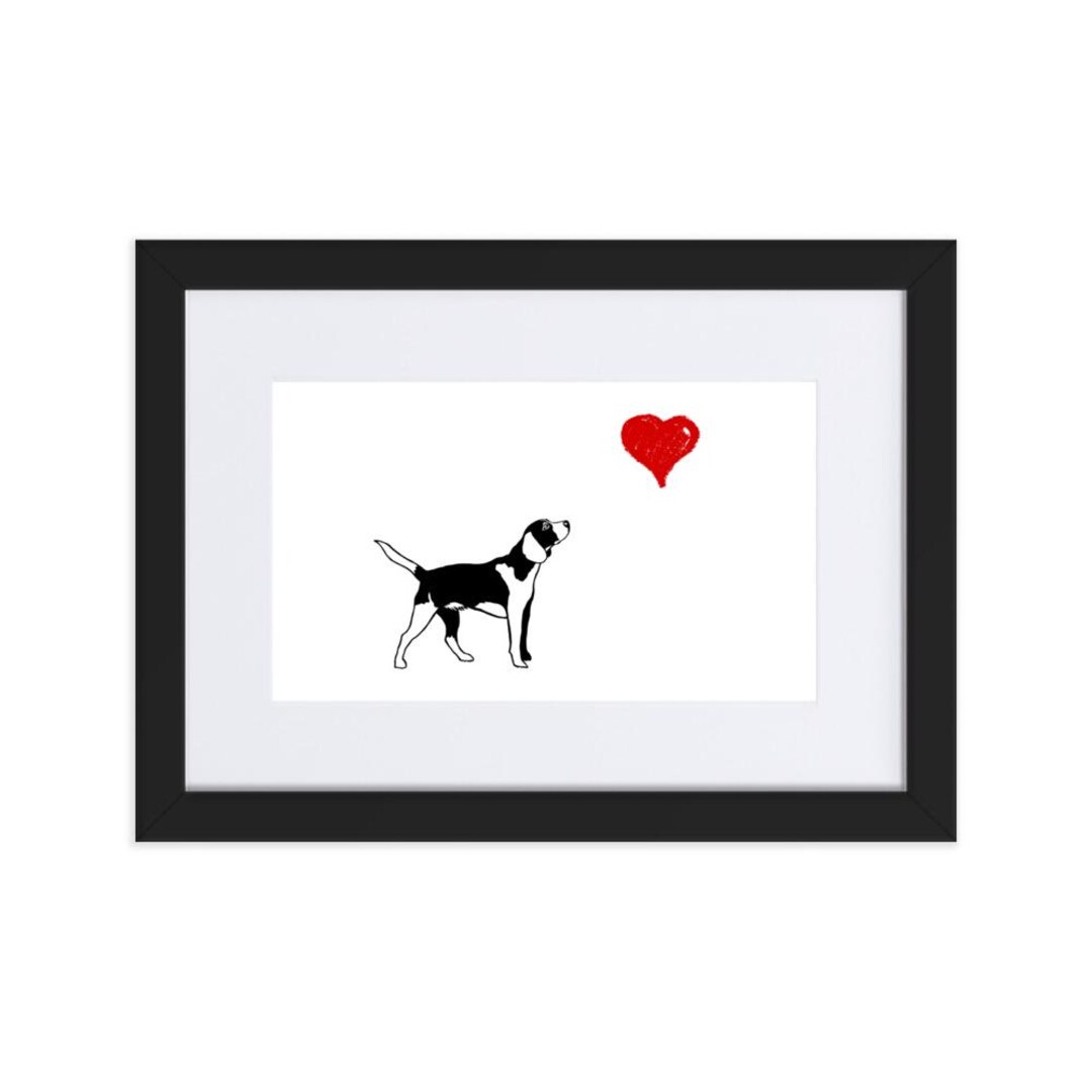 Hand Drawn Beagle Print in a Frame Beautiful Illustration Wall Decor ...
