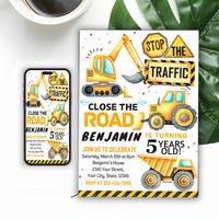 Editable Construction Invitation, Construction Birthday Invitations ...