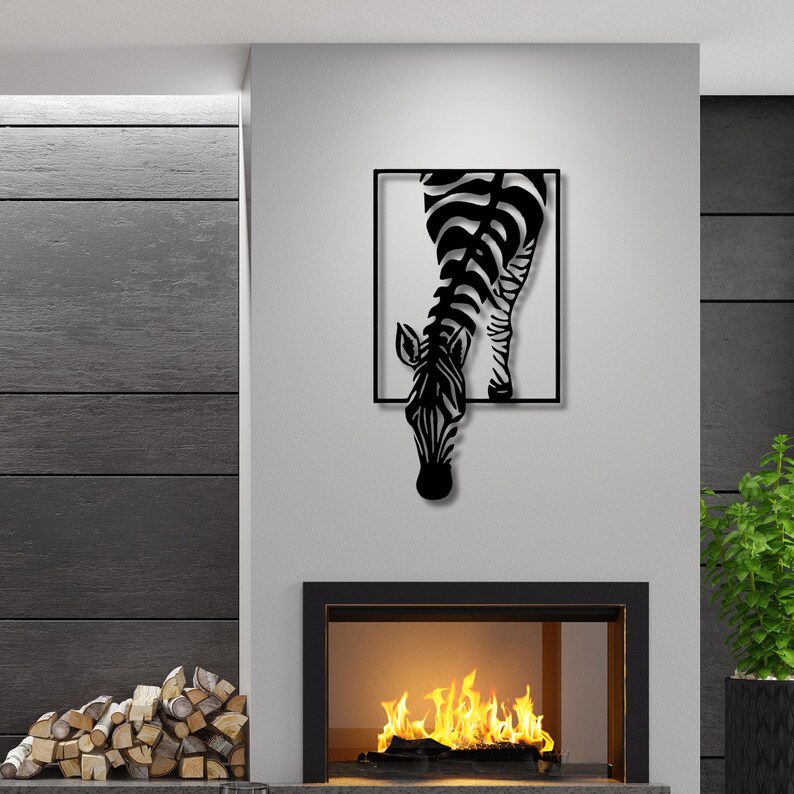 Zebra Metal Wall Art, 3D Zebra Metal Wall Decor, Guitar Jungle ...