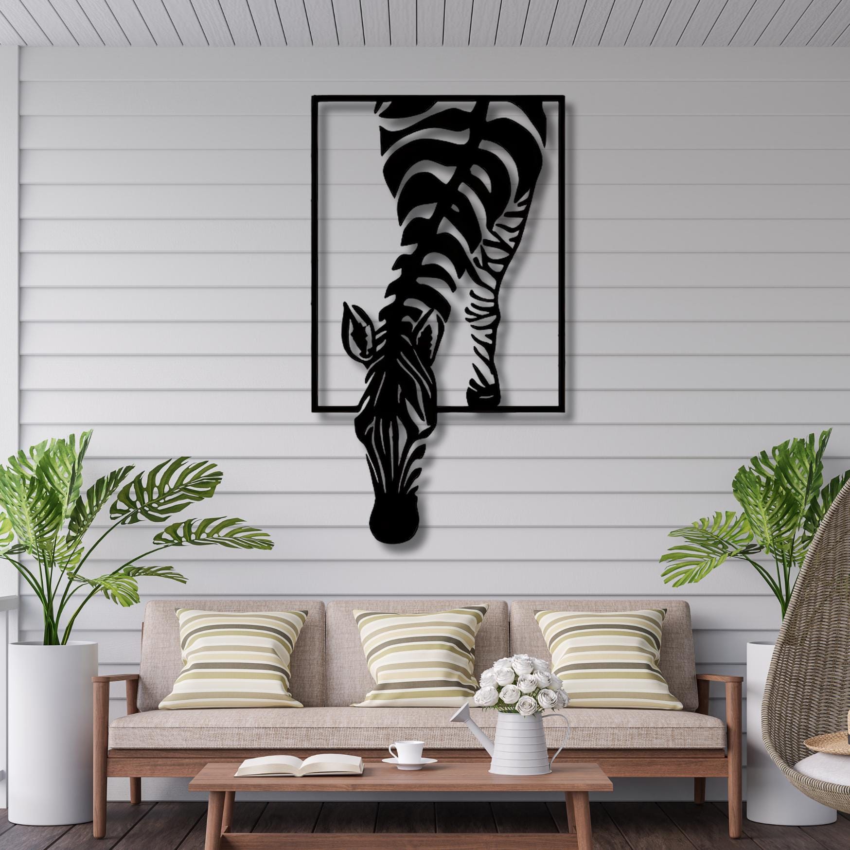 Zebra Metal Wall Art, 3D Zebra Metal Wall Decor, Guitar Jungle ...