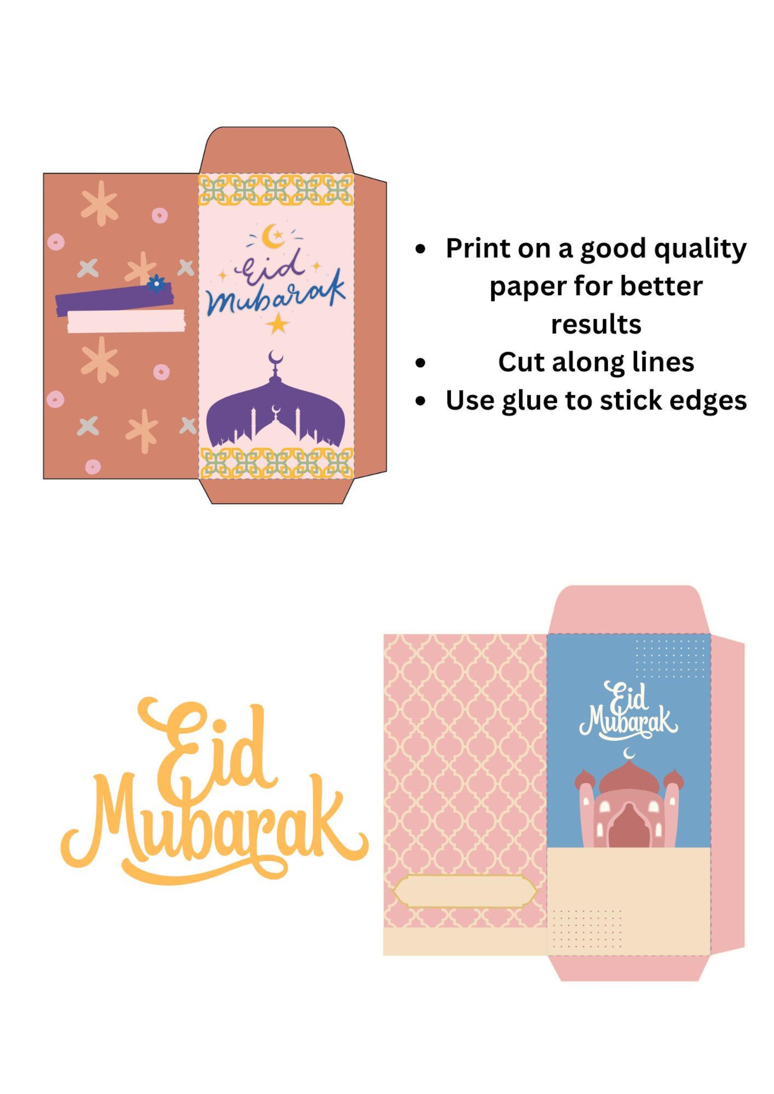 Digital Eid Envelopes Printable | Eidi Envelopes | Money Envelopes - Etsy