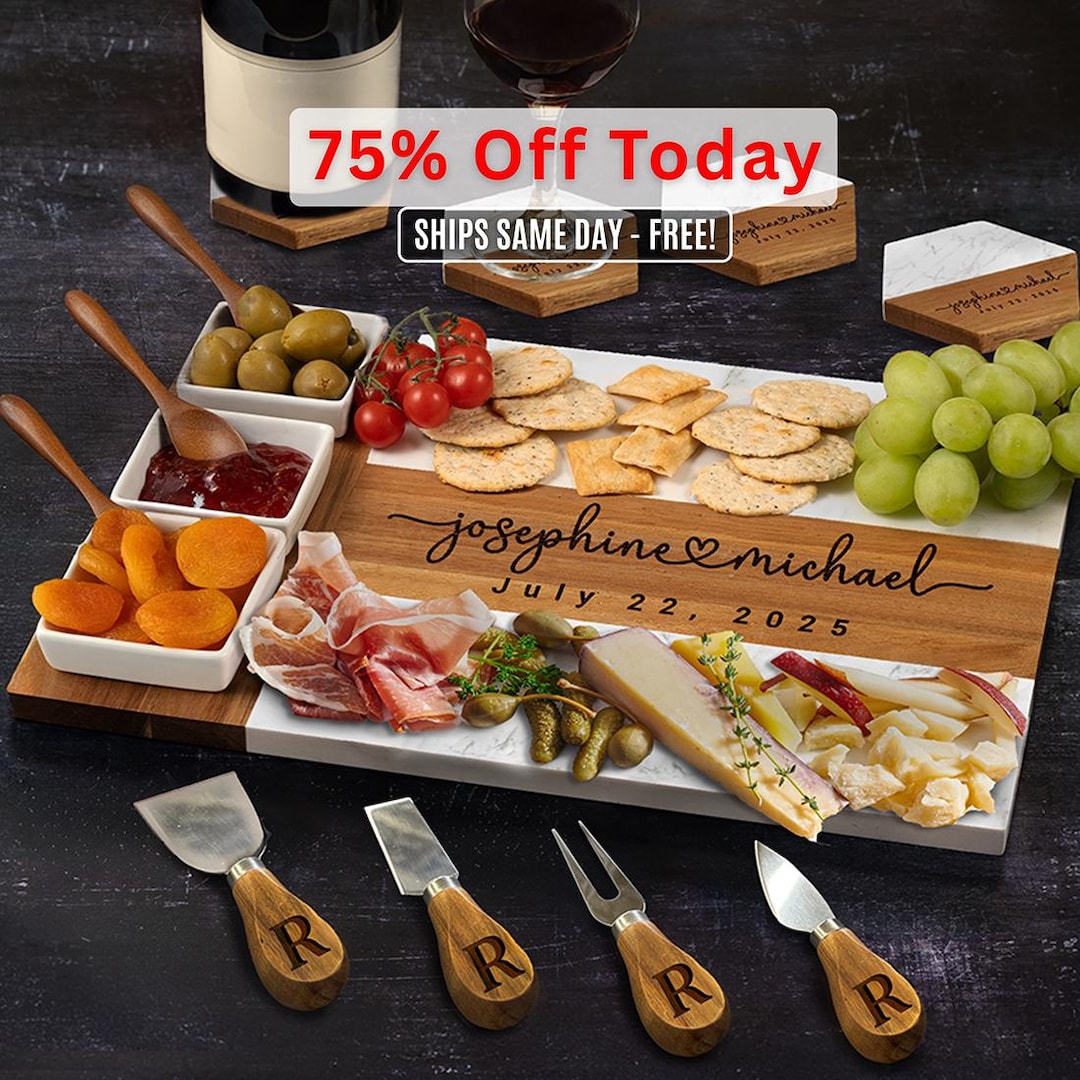 Personalized Charcuterie Board, Wedding Couple Gift, Custom Marble Wood ...